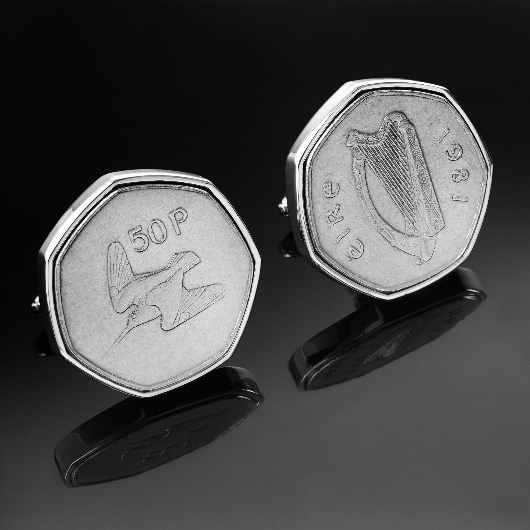 1981 Irish 50p Cufflinks | Handmade Irish Coin Cufflinks